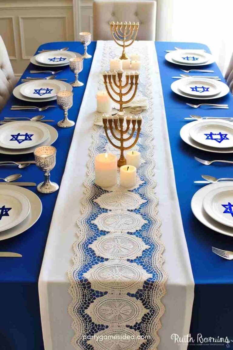 55 Festive and Elegant Hanukkah Party Table Ideas - Fun Party Games ...